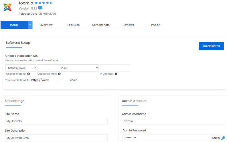 How to Install Joomla from Softaculous - Domains.co.za KB